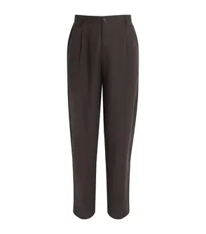 Oliver Peoples Linen-cotton Morton Pleated Trousers - Brown