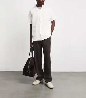 Oliver Peoples Linen-cotton Morton Pleated Trousers - Brown