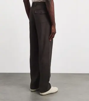 Oliver Peoples Linen-cotton Morton Pleated Trousers - Brown