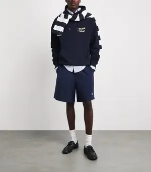 Drole De Monsieur Cotton Fleece Slogan Shorts