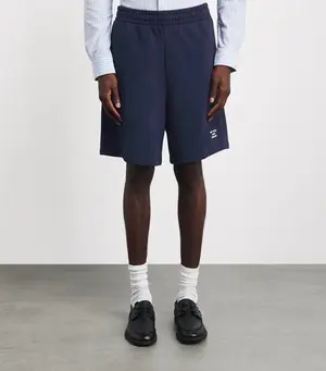 Drole De Monsieur Cotton Fleece Slogan Shorts