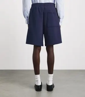 Drole De Monsieur Cotton Fleece Slogan Shorts