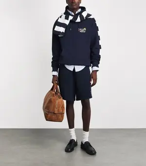 Drole De Monsieur Cotton Vine Slogan Hoodie - Navy