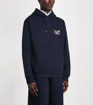 Drole De Monsieur Cotton Vine Slogan Hoodie - Navy