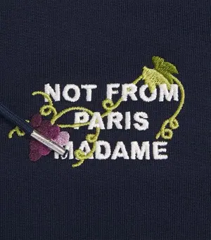 Drole De Monsieur Cotton Vine Slogan Hoodie - Navy