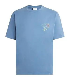 Drole De Monsieur Cotton Esquisse Slogan T-shirt - Blue