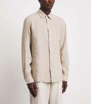 Sunspel Linen Shirt - Brown