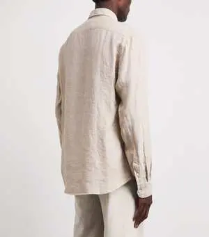 Sunspel Linen Shirt - Brown