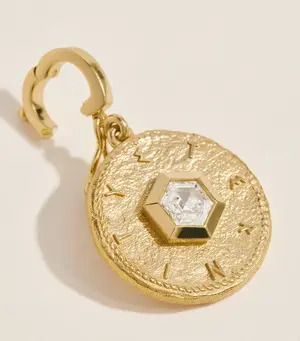AZLEE Small Yellow And Hexagon Diamond Eternity Coin Charm