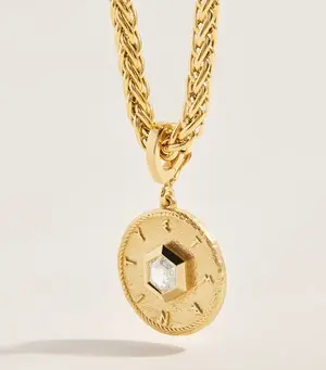 AZLEE Small Yellow And Hexagon Diamond Eternity Coin Charm