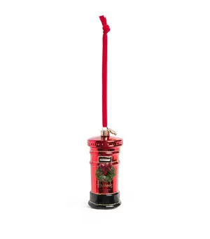 Harrods Wreath Post Box Tree Decoration - Red