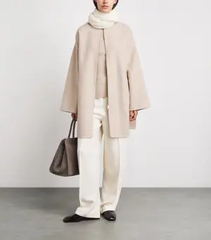 Fabiana Filippi Merino Wool Coat With Sequin Collar - Beige