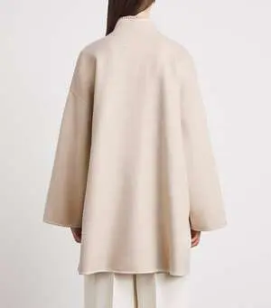 Fabiana Filippi Merino Wool Coat With Sequin Collar - Beige
