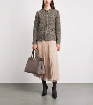 Fabiana Filippi Embellished Zip-up Tweed Cardigan