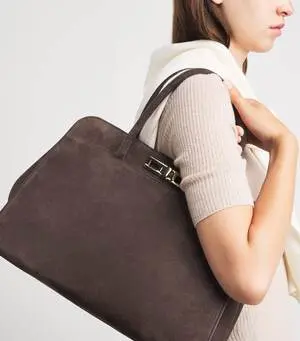 Fabiana Filippi Large Suede Josephine Top-handle Bag - Brown