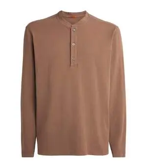 Barena Venezia Cotton Jersey Henley Top - Grey