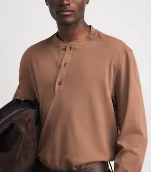 Barena Venezia Cotton Jersey Henley Top - Grey