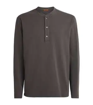 Barena Venezia Cotton Jersey Henley Top - Black