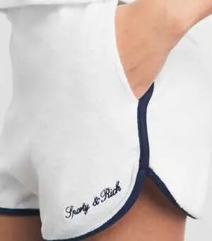 SPORTY & RICH Terry Cotton Signature Logo Shorts - White