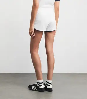 SPORTY & RICH Terry Cotton Signature Logo Shorts - White