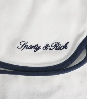 SPORTY & RICH Terry Cotton Signature Logo Shorts - White