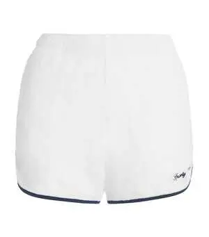 Sporty & Rich Terry Cotton Signature Logo Shorts - White