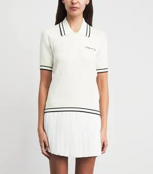 Sporty & Rich Cable-knit Embroidered Polo Shirt - Ivory