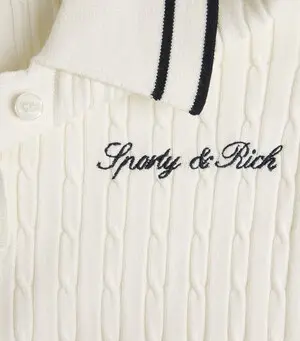 Sporty & Rich Cable-knit Embroidered Polo Shirt - Ivory