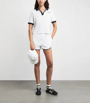 Sporty & Rich Terry Cotton Signature Logo Polo Shirt - White