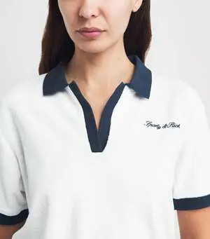 Sporty & Rich Terry Cotton Signature Logo Polo Shirt - White