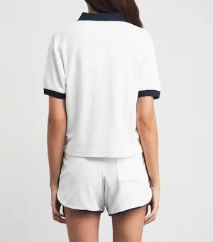 Sporty & Rich Terry Cotton Signature Logo Polo Shirt - White