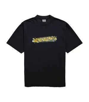 Balenciaga Cotton Messy Spray T-shirt - Black