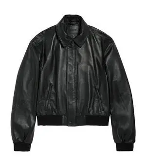 Balenciaga Leather Taxi Bomber Jacket