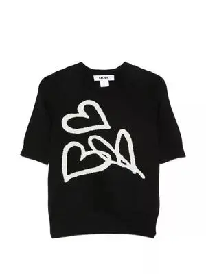 Dkny Heart Intarsia Knit Top