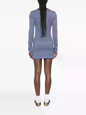 Miu Miu Striped Logo Patch Mini Dress