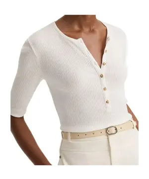 Vince Ribbed Pima Cotton Elbow-sleeve Henley