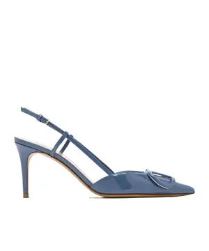 Valentino Garavani Vlogo Signature Patent Leather Slingback Pump 80mm - Blue