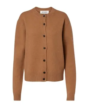 RÓHE Ribbed Crew Neck Cardigan - Brown