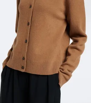RÓHE Ribbed Crew Neck Cardigan - Brown