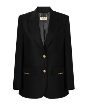 Elisabetta Franchi Jewel Plaques Button Blazer - Black
