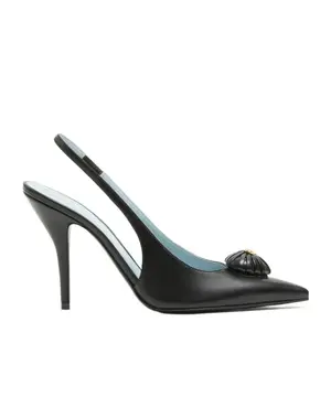 Valentino Garavani Coeur Royal Slingback Pumps In Kidskin 100mm - Black