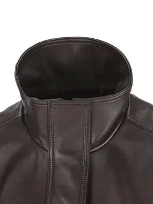 Balenciaga High Neck Sleeveless Leather Jacket - Moka