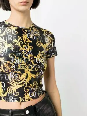 Versace Barocco Print Cropped T-shirt