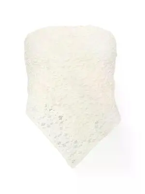 Enza Costa Cream White Lace Construction Strapless Top