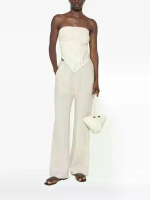 Enza Costa Cream White Lace Construction Strapless Top