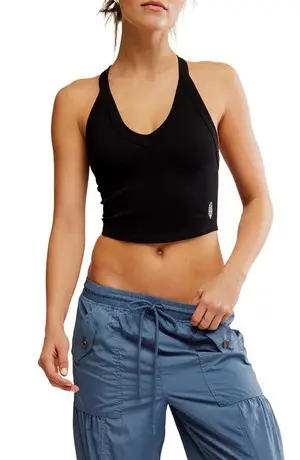 Free People All Clear Crop Racerback Tank - Black