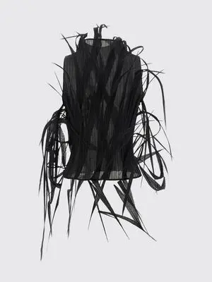Issey Miyake Asymmetric Slim Fit Evening Top With Panels And Embroidery