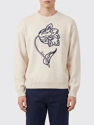 Kenzo Floral Wool And Cotton Blend Jumper With Embroidered Logo - White