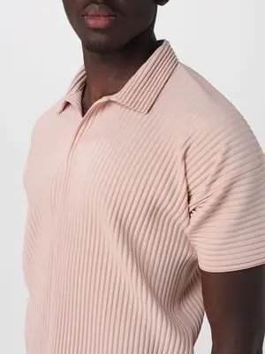 Issey Miyake Homme Plissé Pleated V-neck Polyester Polo Shirt - Red