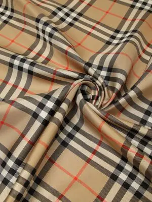 Burberry Check Print Mulberry Silk Square Foulard - Beige